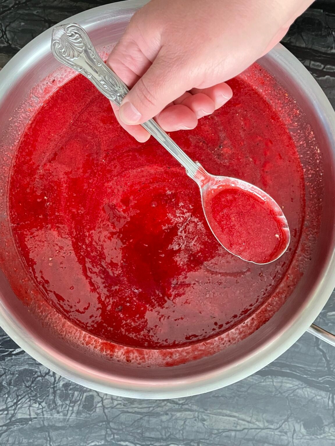 Homemade spiced raspberry syrup - only natural ingredients